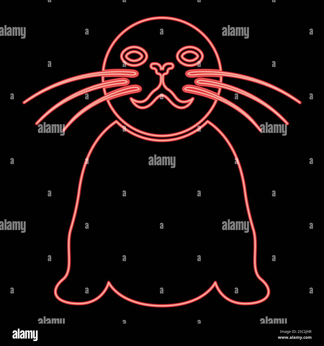 Neon seal red color vector illustration image flat style light Stock ...