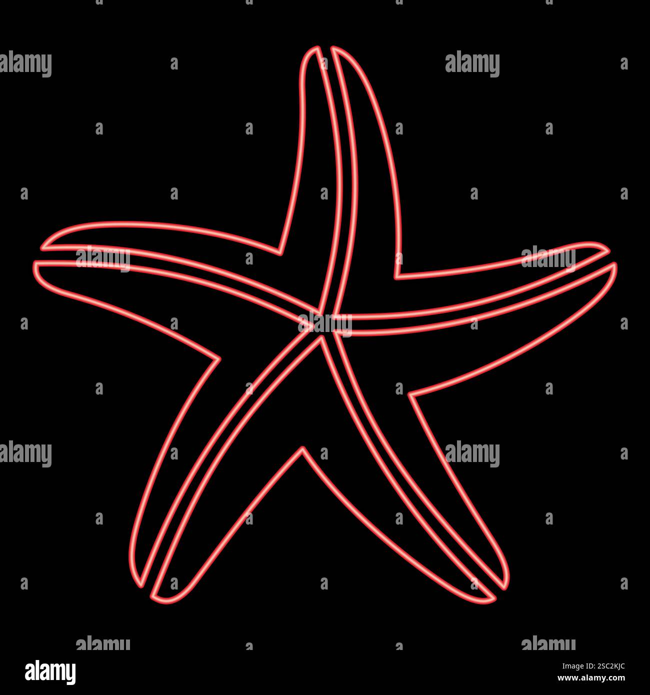 Neon starfish sea star red color vector illustration image flat style ...