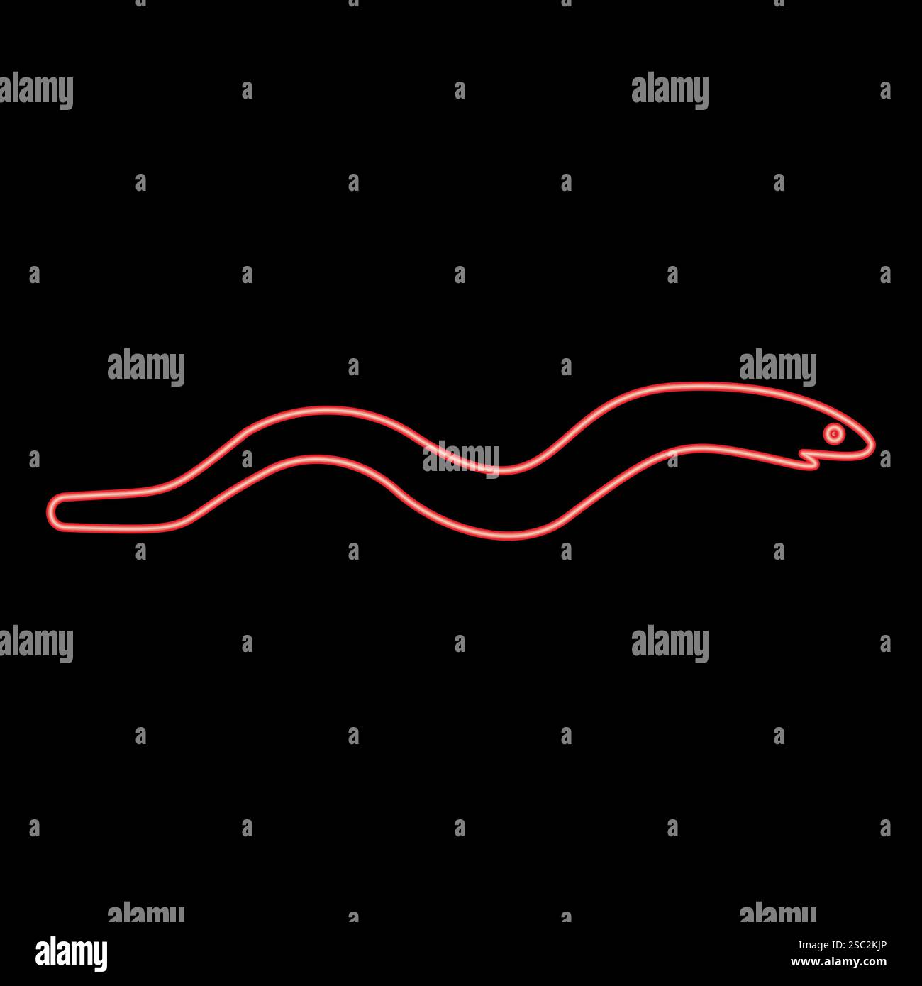 Neon eel fish snake shape seafood concept red color vector illustration ...