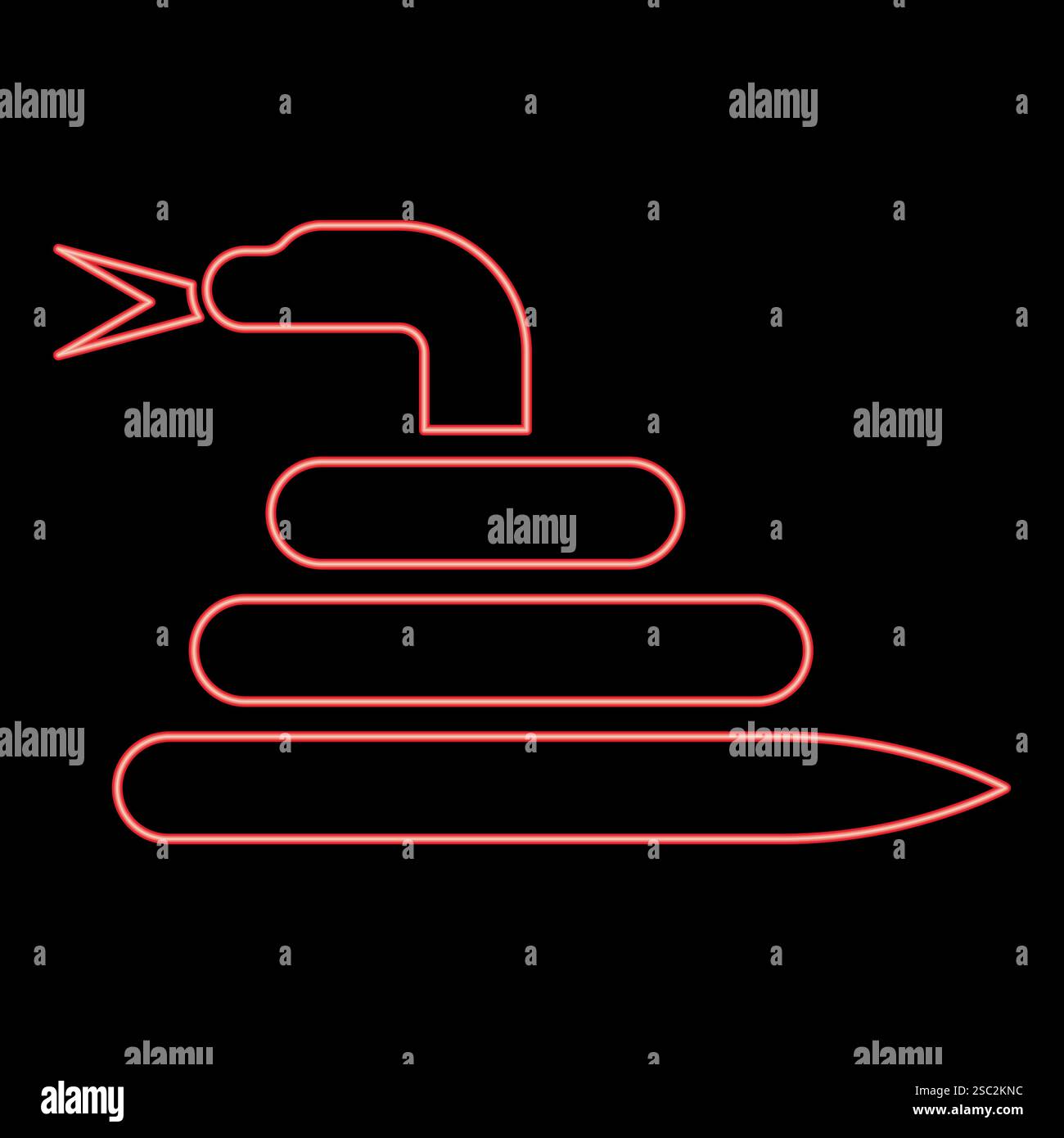 Neon twisted snake red color vector illustration image flat style light ...