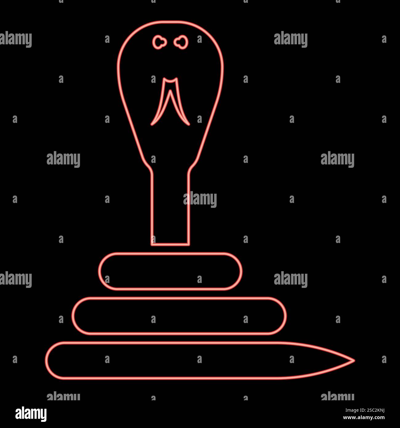 Neon cobra twisted red color vector illustration image flat style light ...