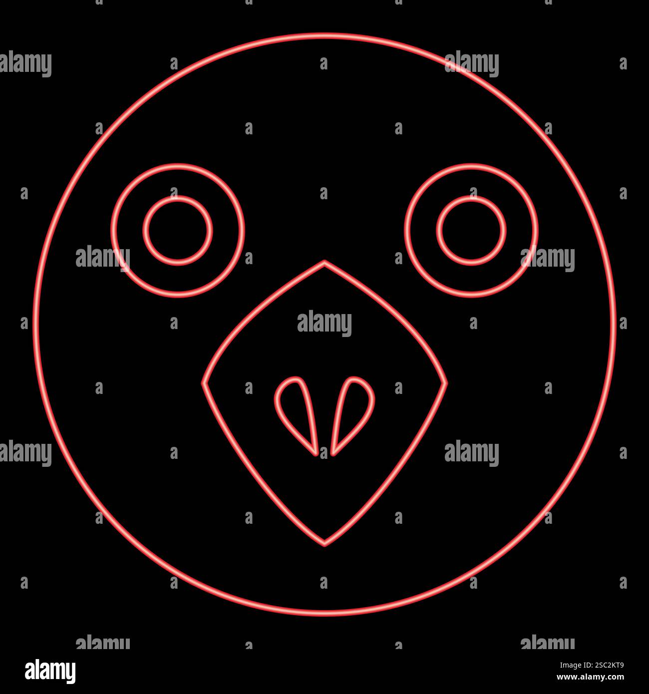 Neon head of bird red color vector illustration image flat style light ...