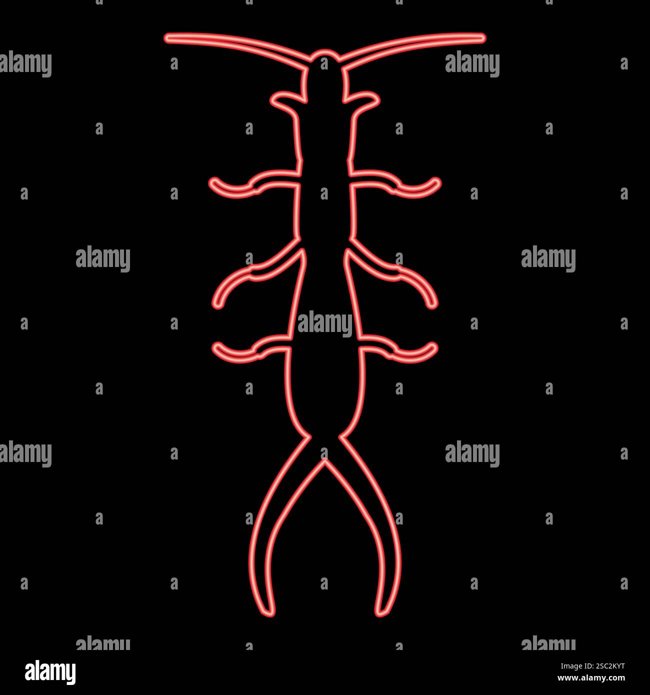 Neon earwig red color vector illustration image flat style light Stock ...