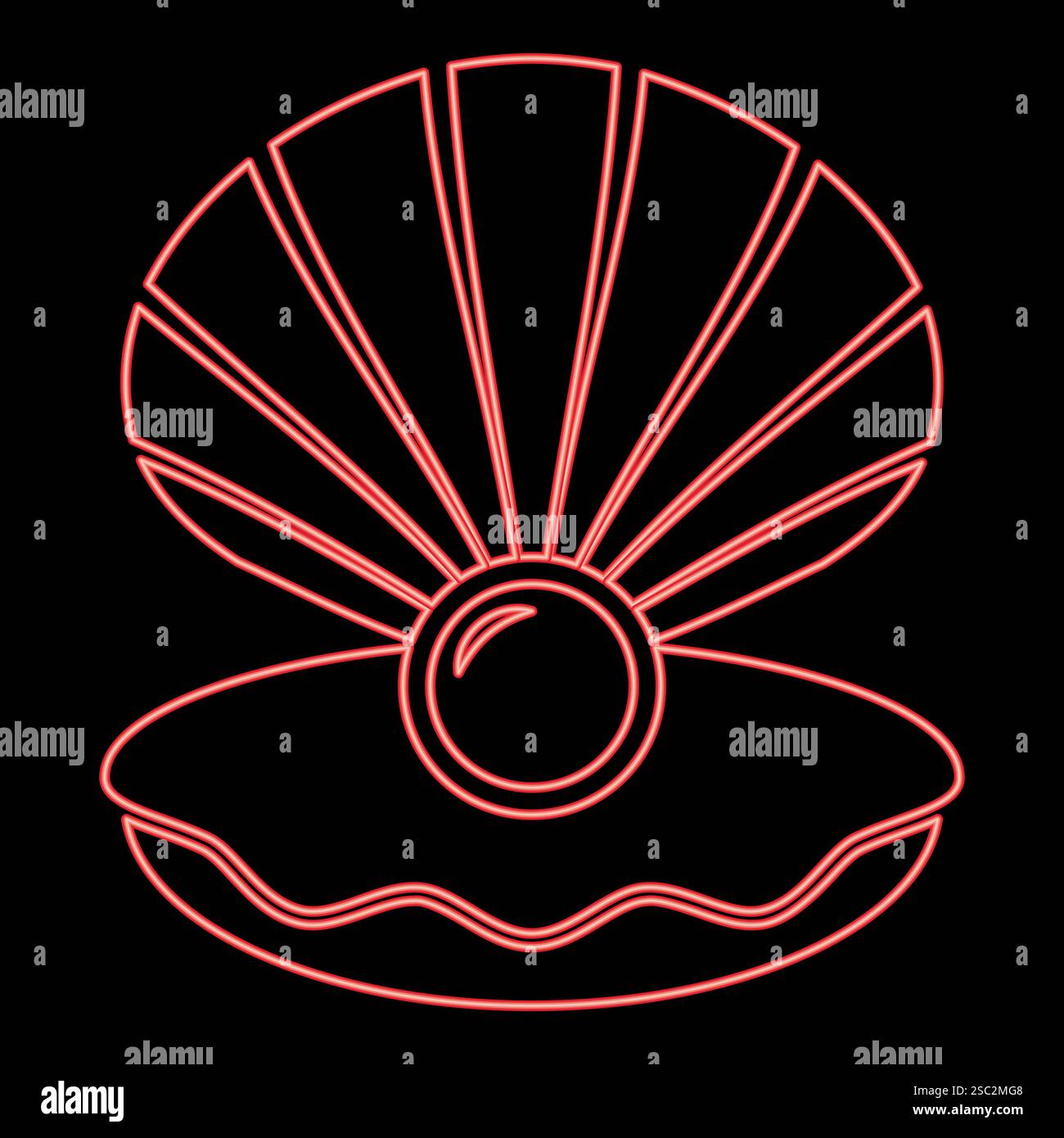 Neon pearl in seashell shell with pearlized inside open red color ...