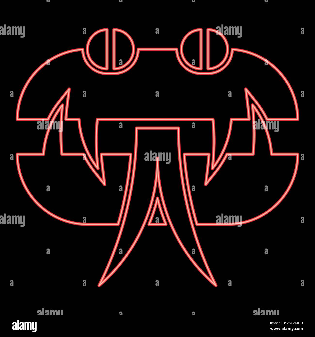 Neon head snake red color vector illustration image flat style light ...