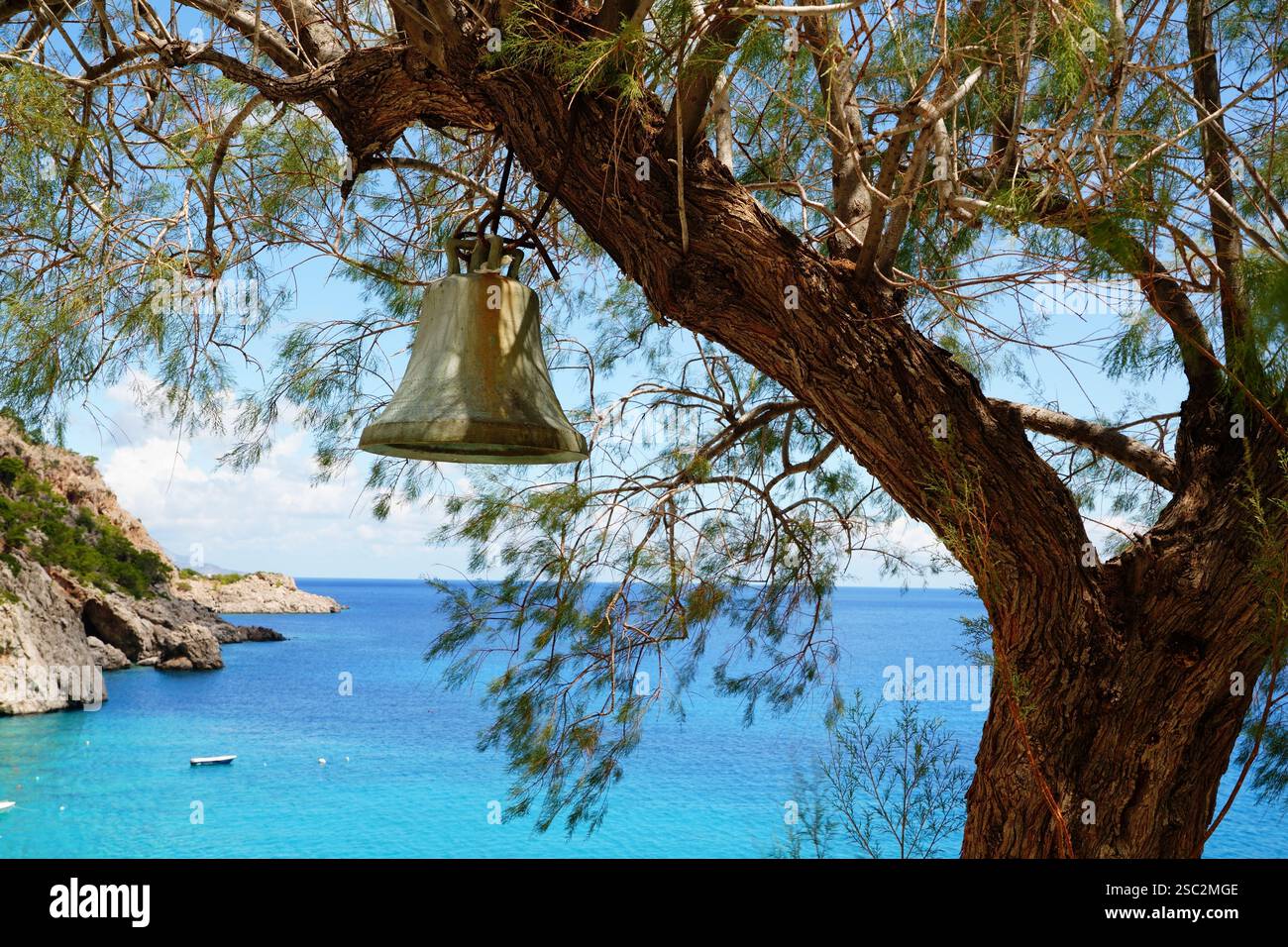 The Greek island of Karpathos surrounded by the Mediterranean Sea Stock ...