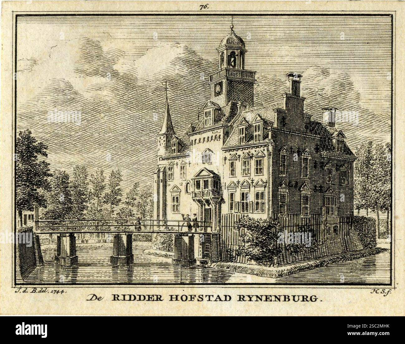 Gezicht op de voorburcht en het hoofdgebouw van het kasteel Rijnenburg ...