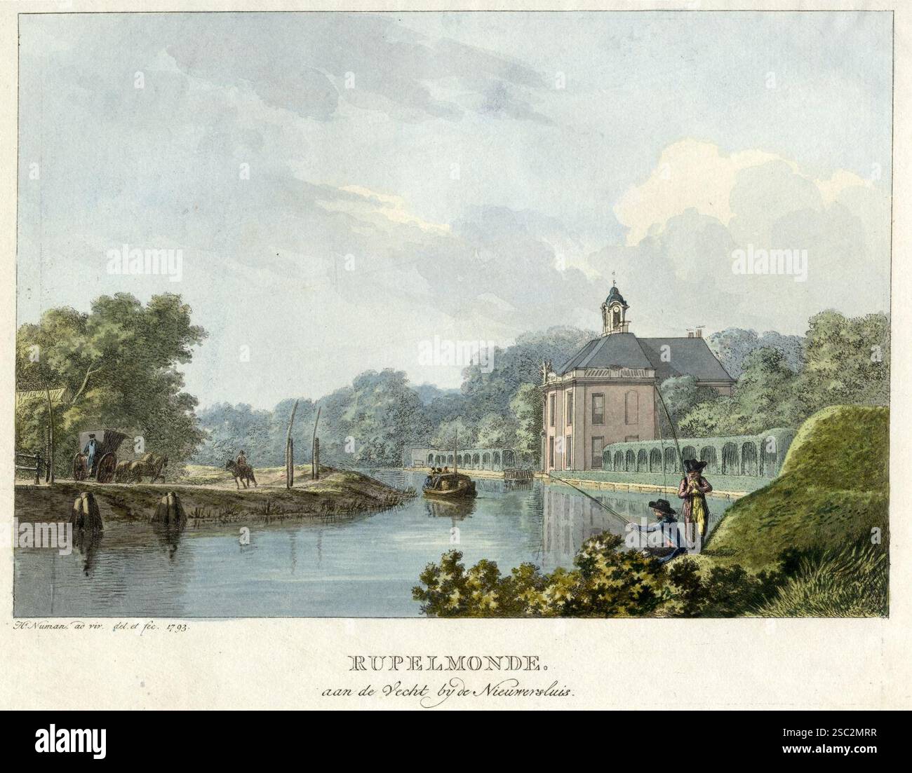 Gezicht over de Vecht op de buitenplaats Rupelmonde bij Nieuwersluis ...