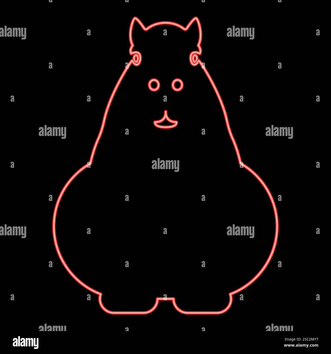 Neon capybara red color vector illustration image flat style light ...