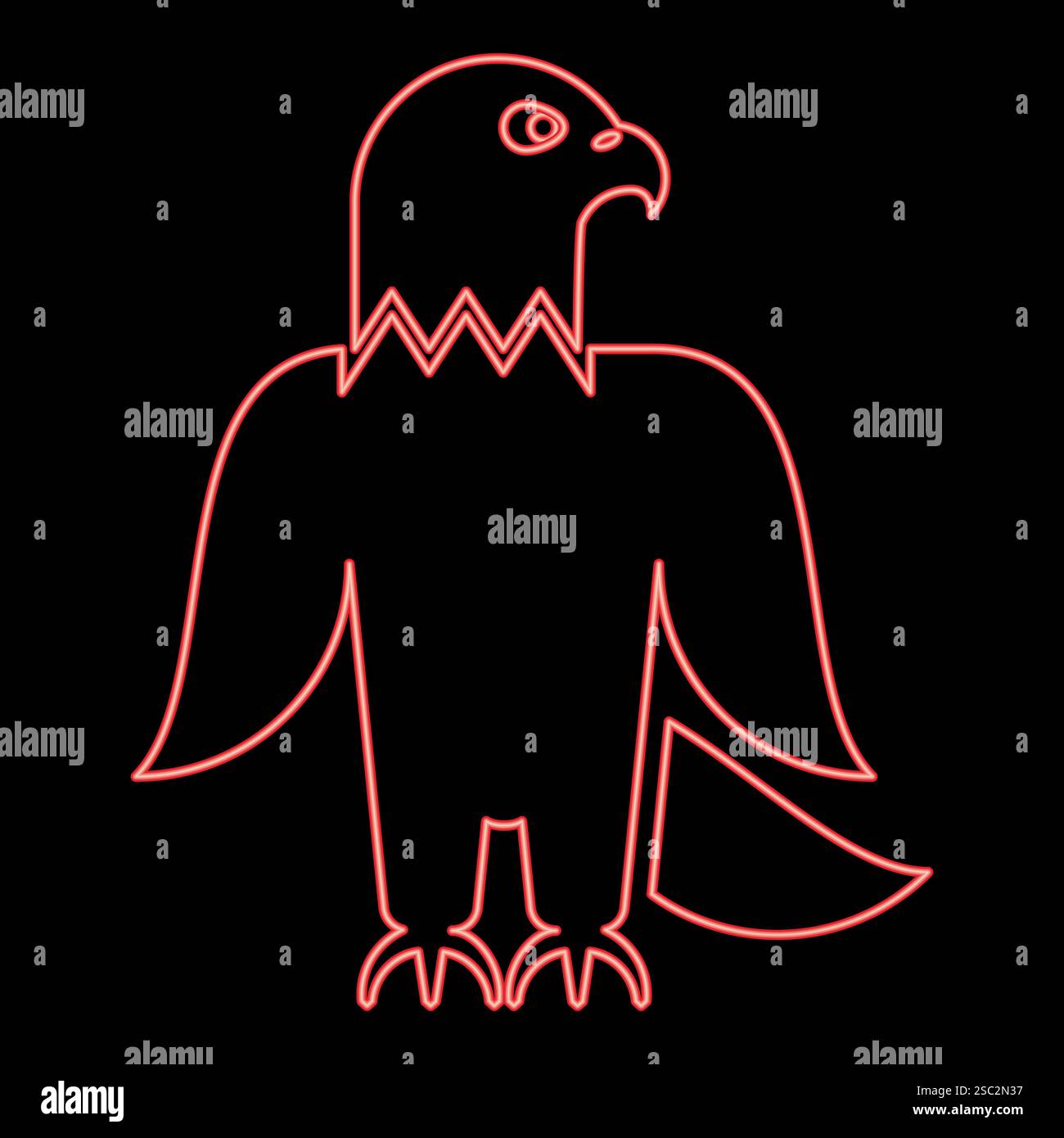 Neon eagle bald american bird silhouette red color vector illustration ...
