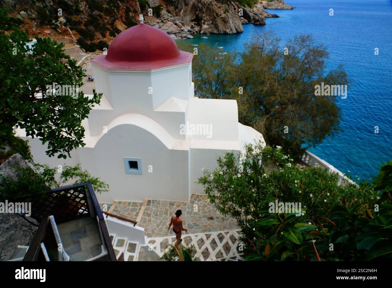 The Greek island of Karpathos surrounded by the Mediterranean Sea Stock ...
