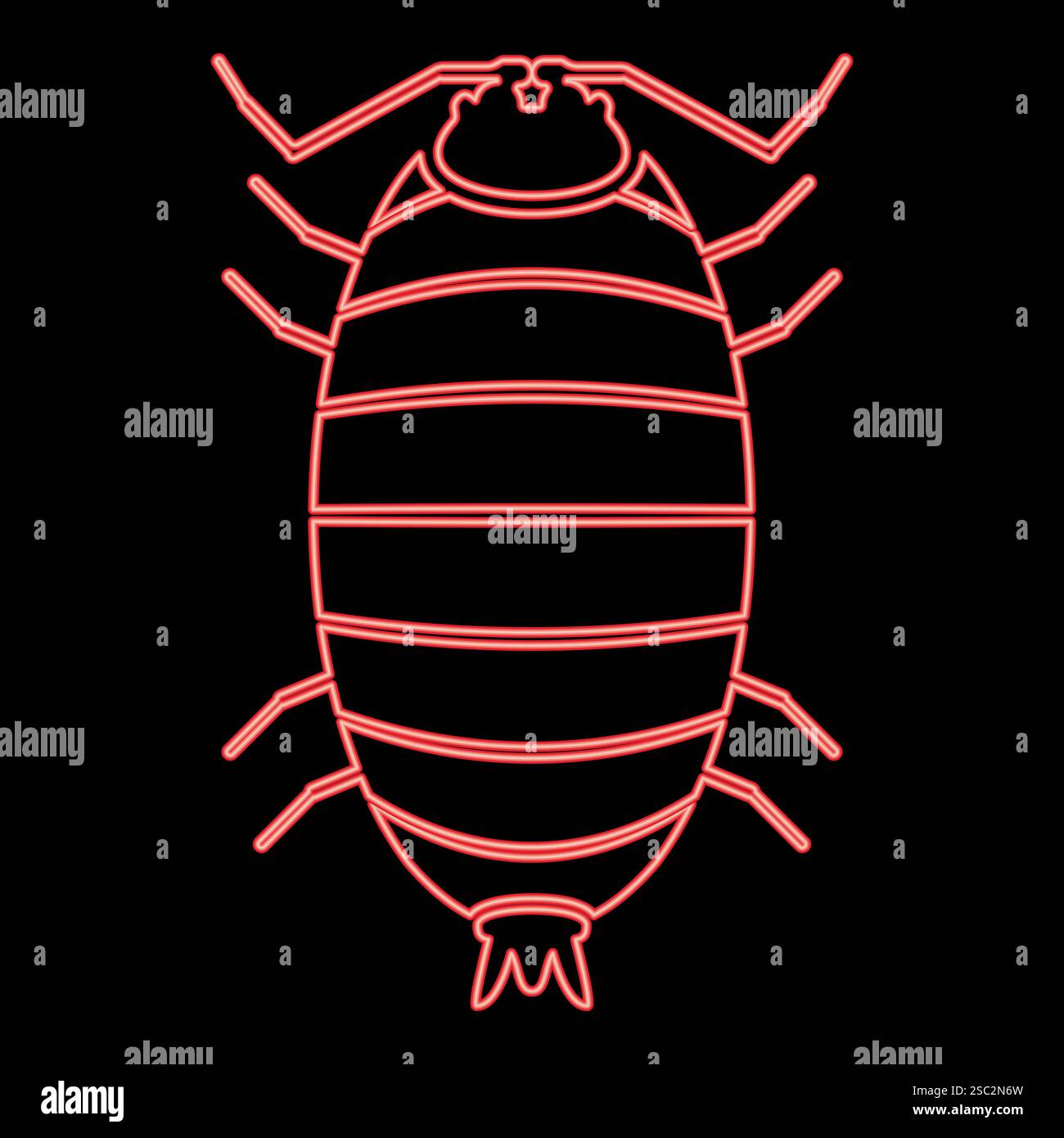 Neon roly poly woodlouse porcellio scaber woodruff red color vector ...