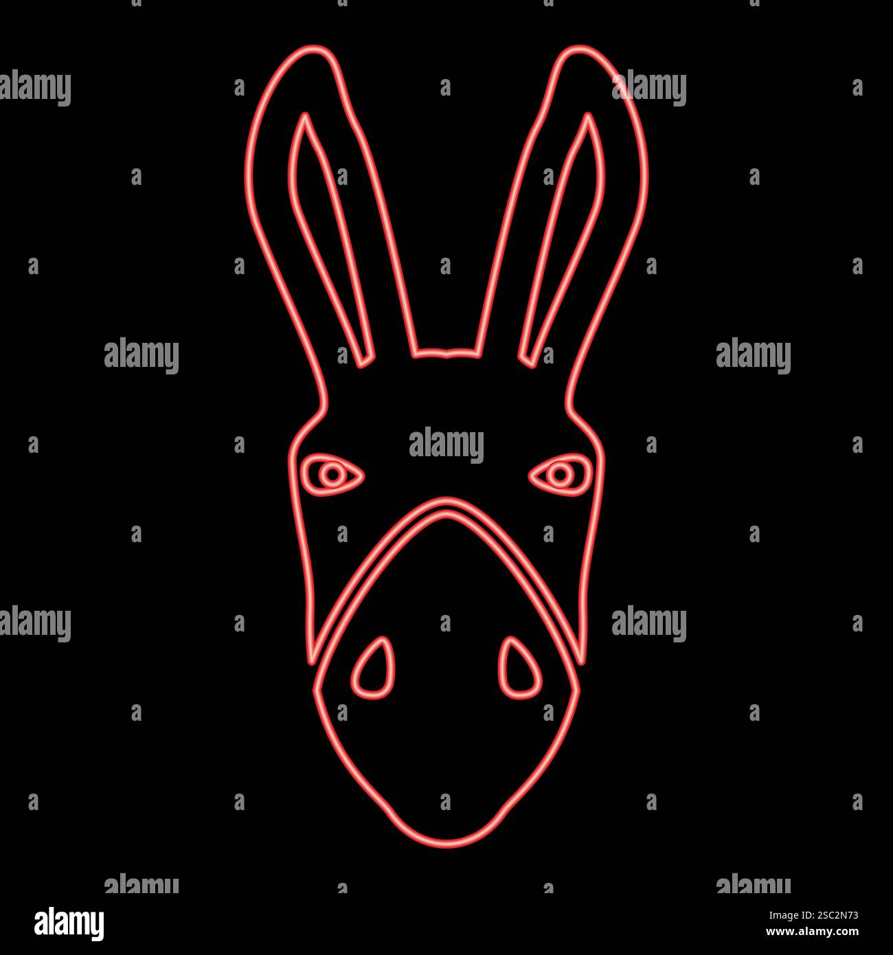 Neon donkey head silhouette red color vector illustration image flat ...