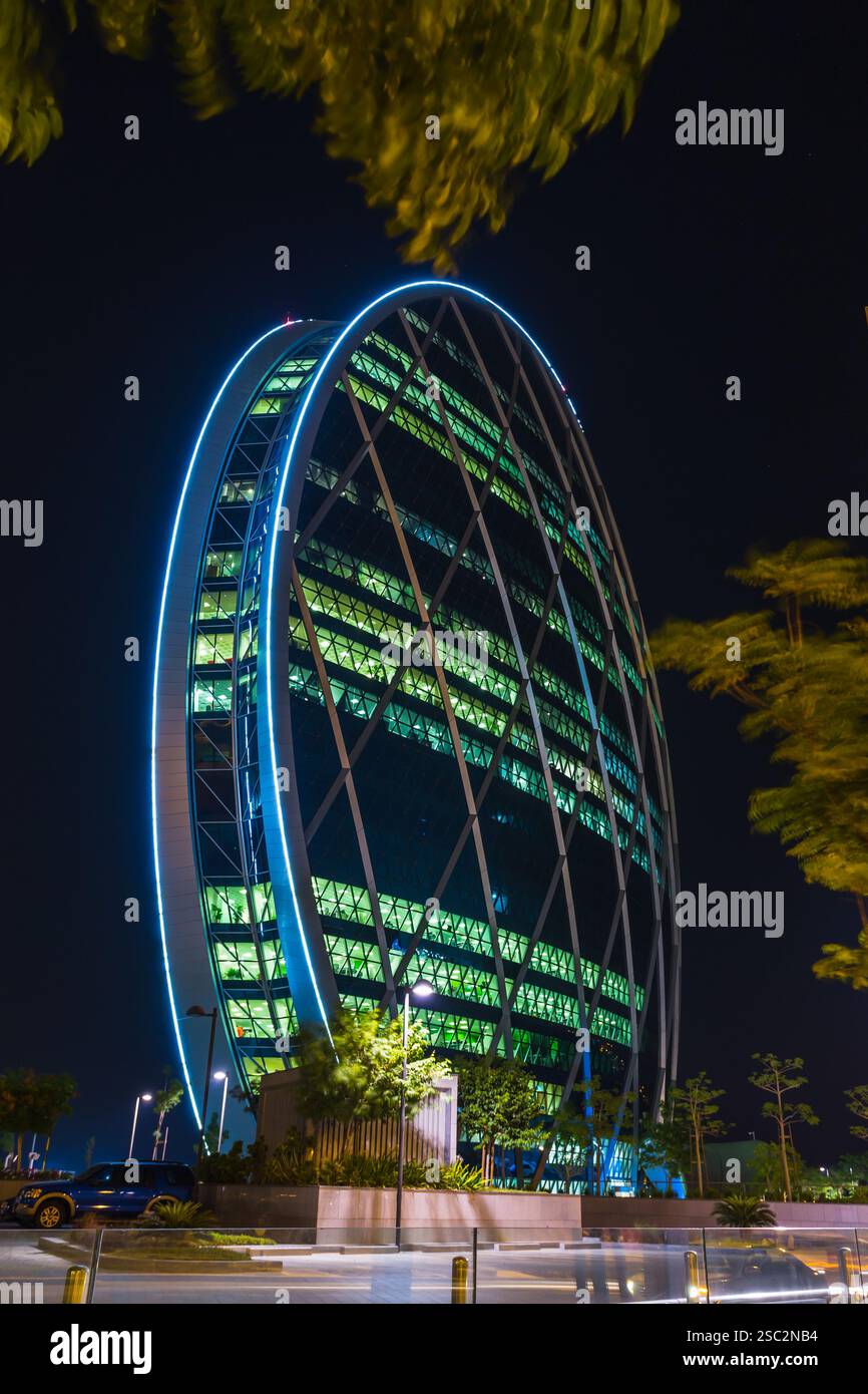 ABU DHABI, UAE - NOVEMBER 5: The Aldar headquarters building is the ...