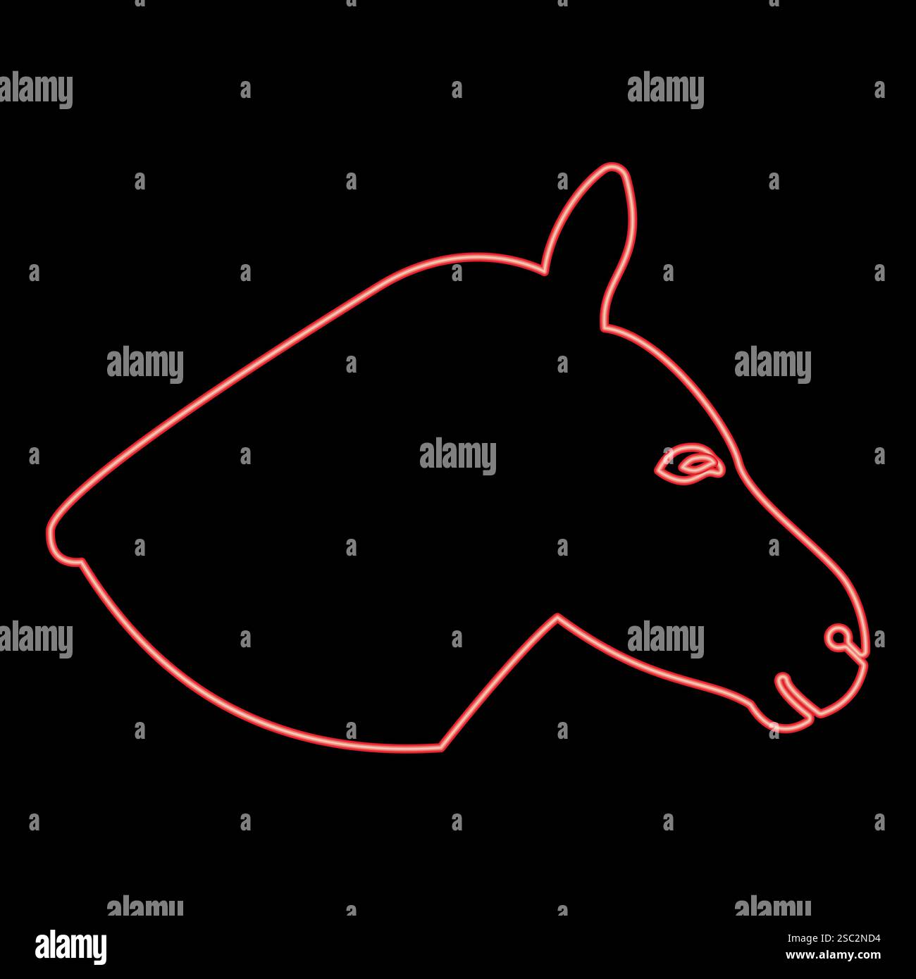 Neon donkey head silhouette red color vector illustration image flat ...