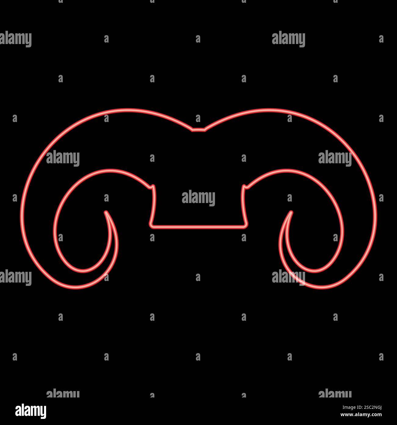 Neon ram horns farm animal concept red color vector illustration image ...