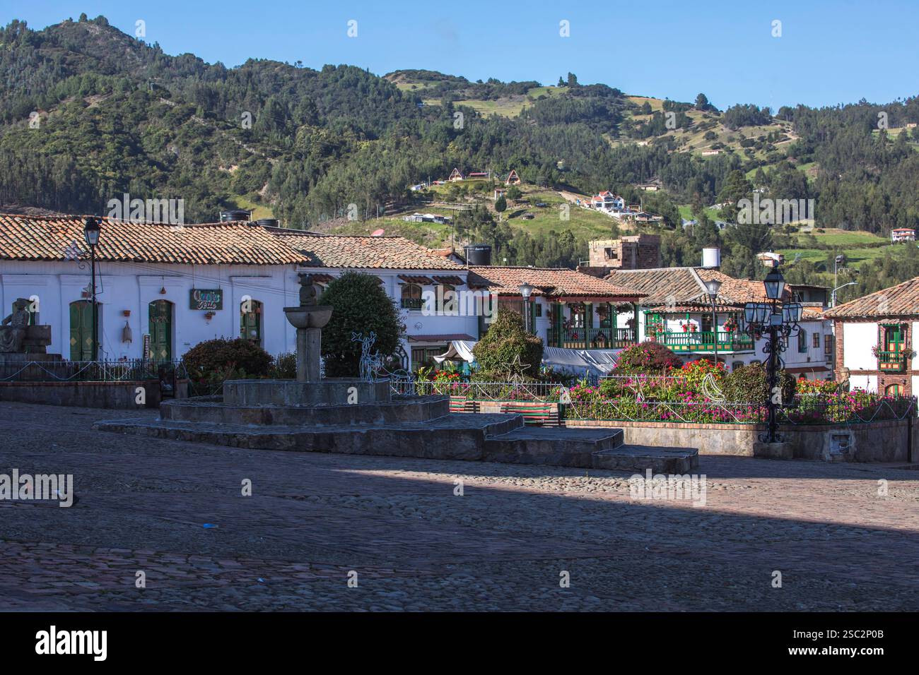 Main square of the town. Monguí is a municipality with a rich colonial ...