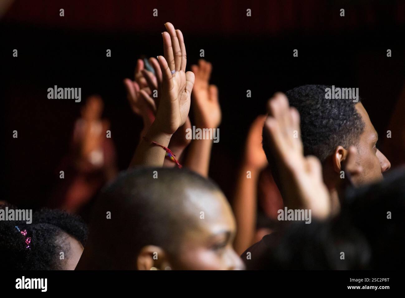 Spectators enjoying the artists' performances at the Pablo Tobón Uribe ...