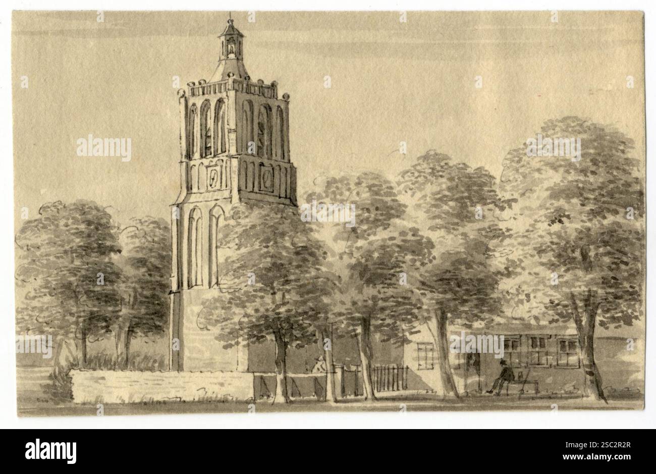 Gezicht op de toren van de Nederlands Hervormde kerk te Houten Stock ...
