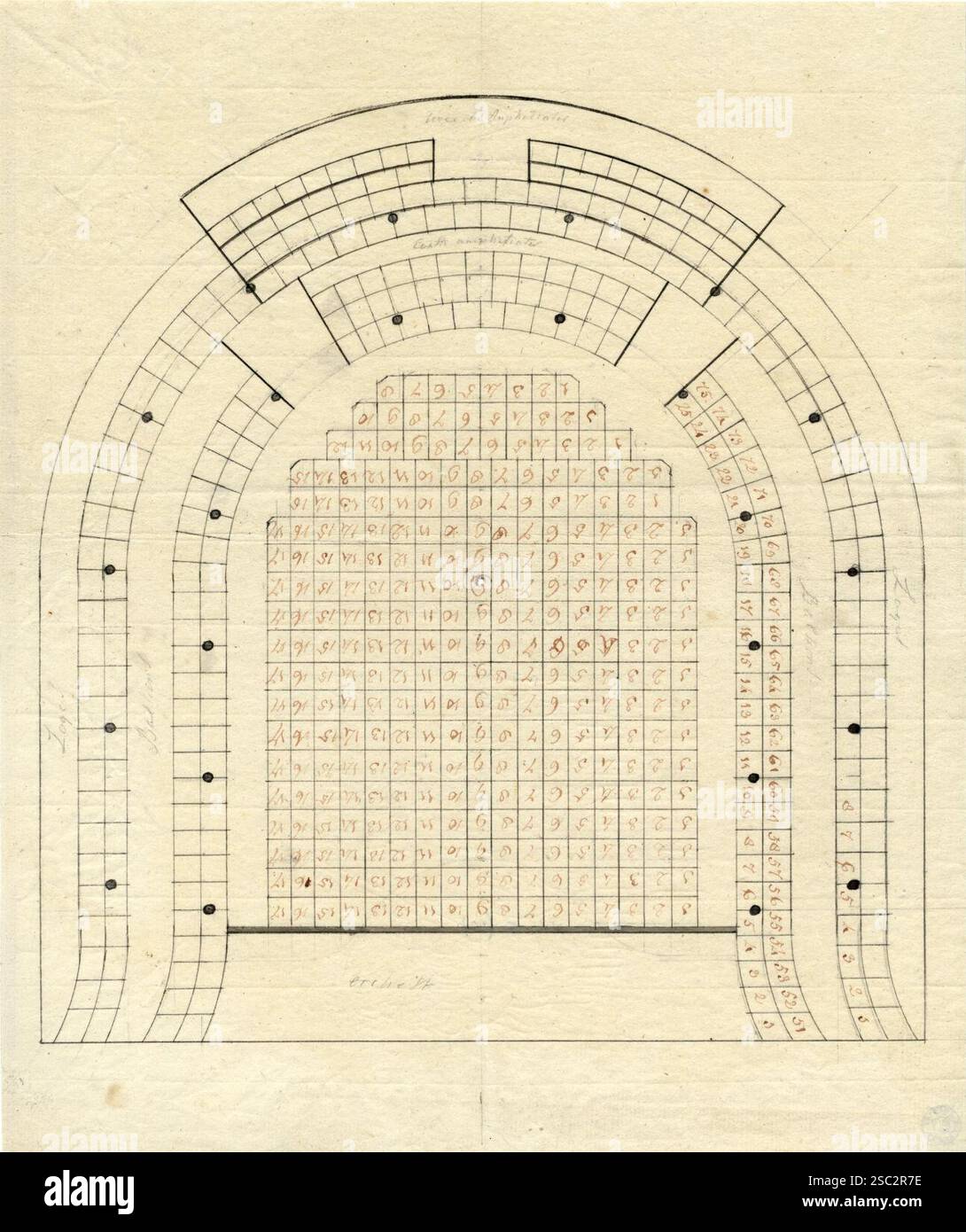 Plattegrond van de zaal van de schouwburg op het Vredenburg te Utrecht ...