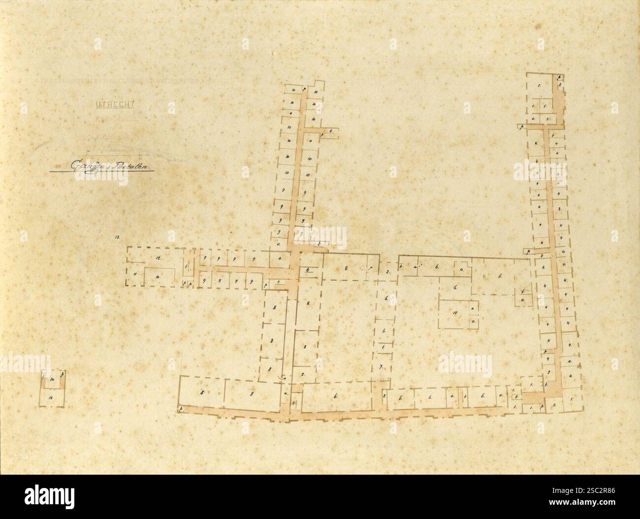 Plattegrond van de verdieping van het complex van de Willem ...