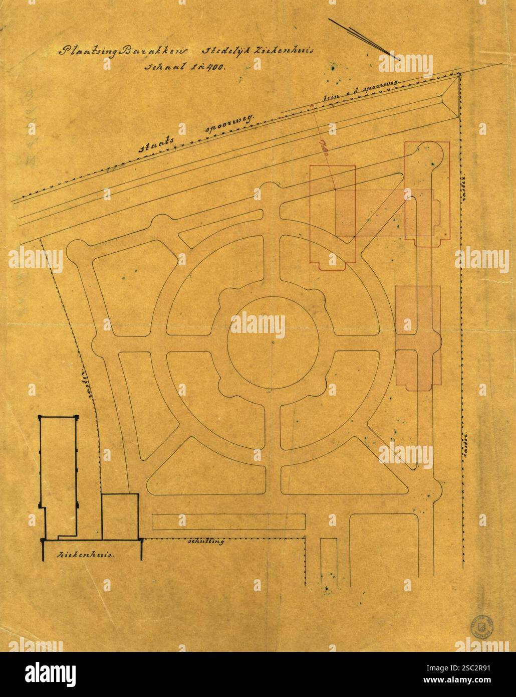 Plattegrond van de tuin van het Stads en Academisch Ziekenhuis ...