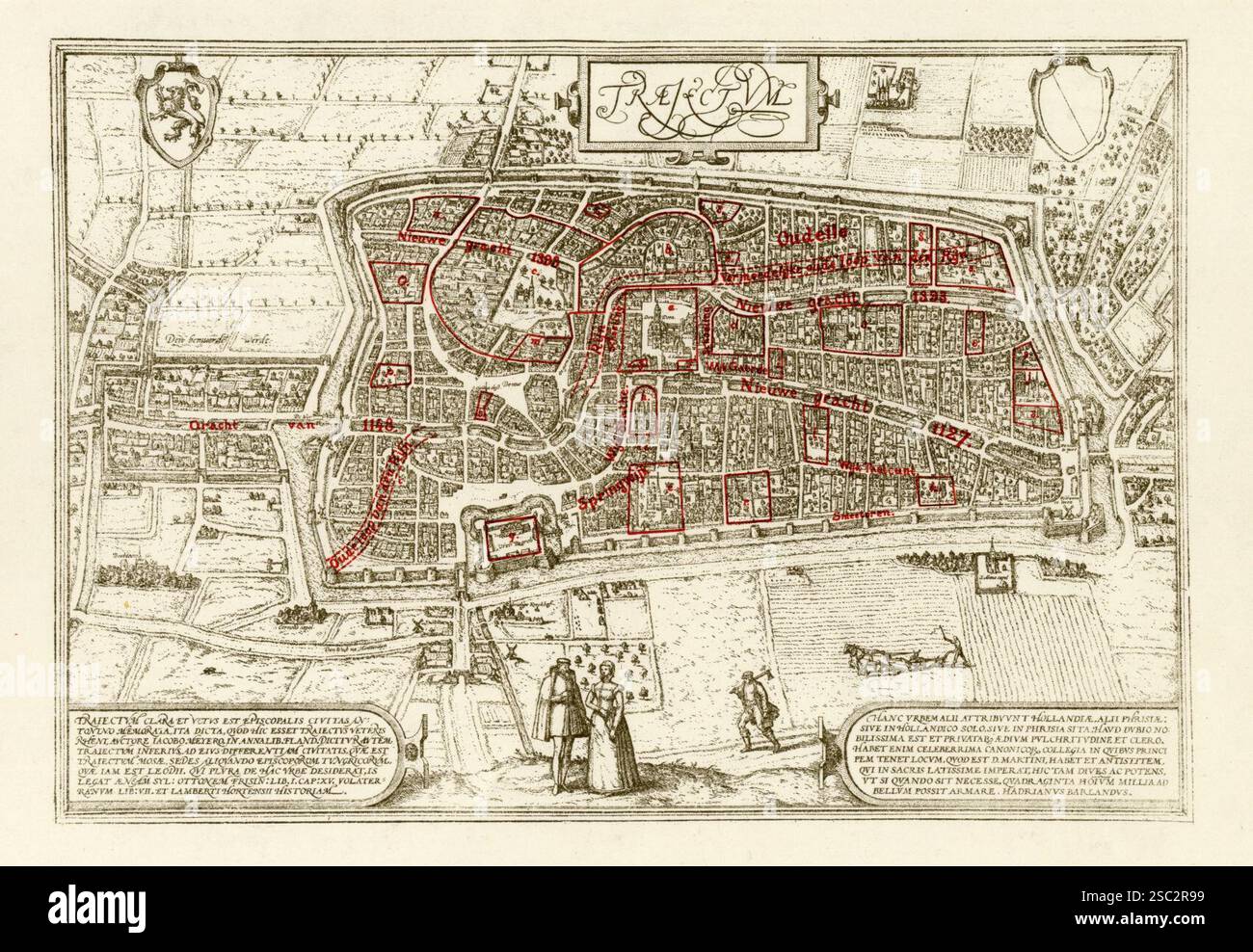 Plattegrond van de stad Utrecht met directe omgeving met weergave van ...