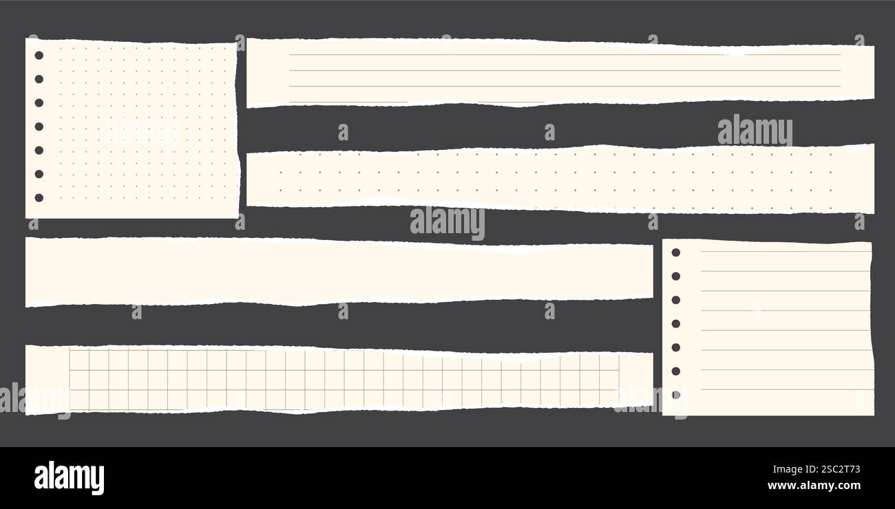 Paper scraps. Torn pieces of paper, with torn edges for notes ...