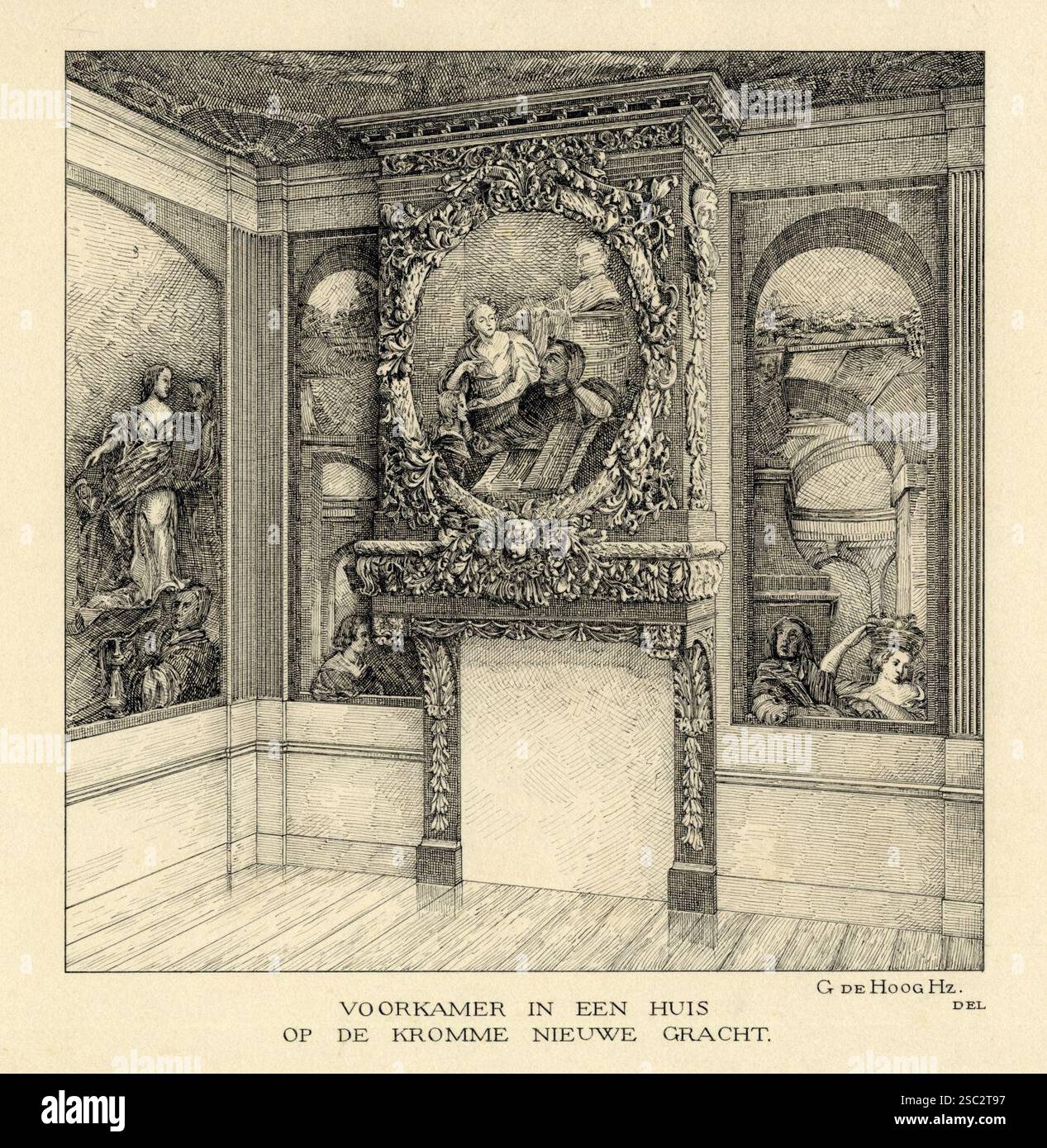 Interieur van het huis Kromme Nieuwegracht 80 te Utrecht een zijkamer ...