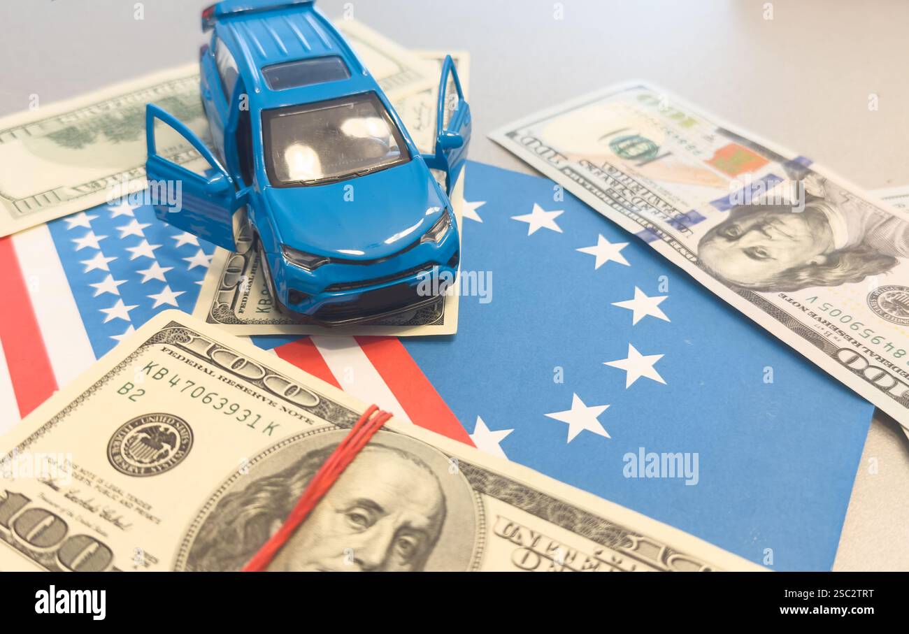 USA EU and China tariffs war. Import fees and trade dispute Stock Photo ...