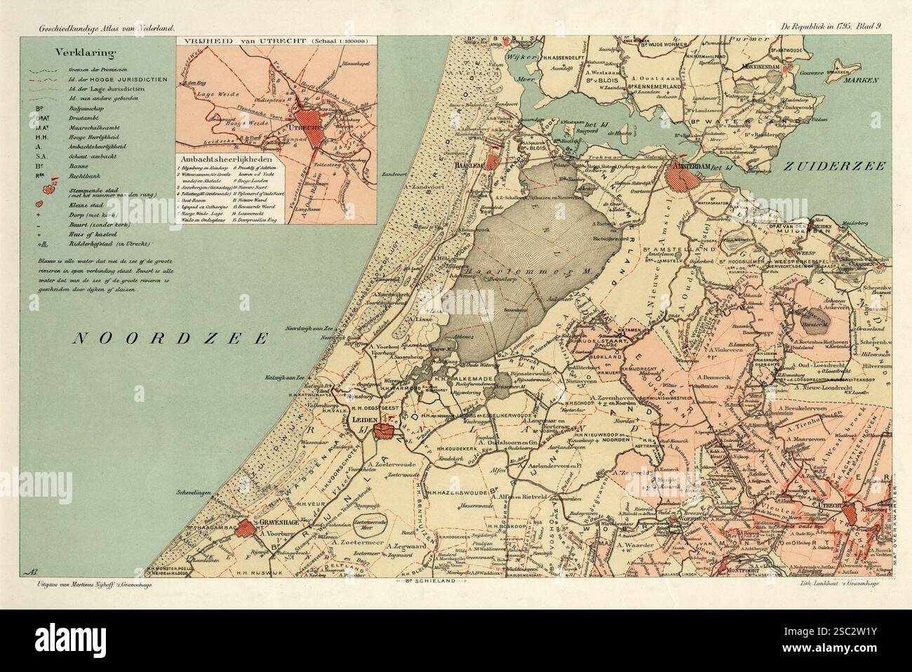 Kaart van gedeelten van de gewesten Holland en Utrecht het gebied ...