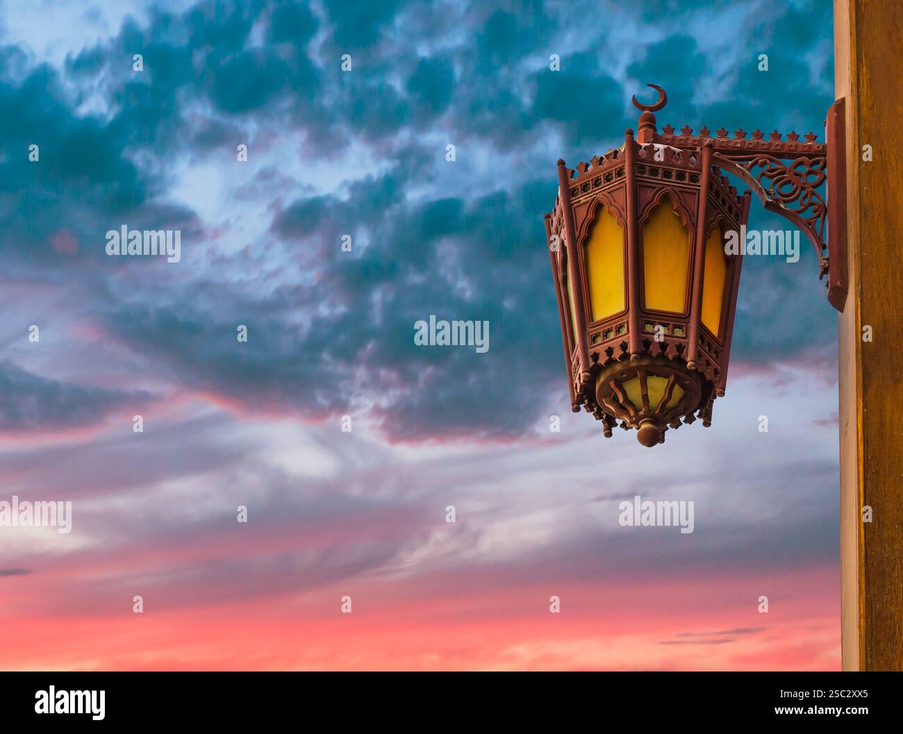 Arab street lanterns in the city of Dubai in the United Arab Emirates ...