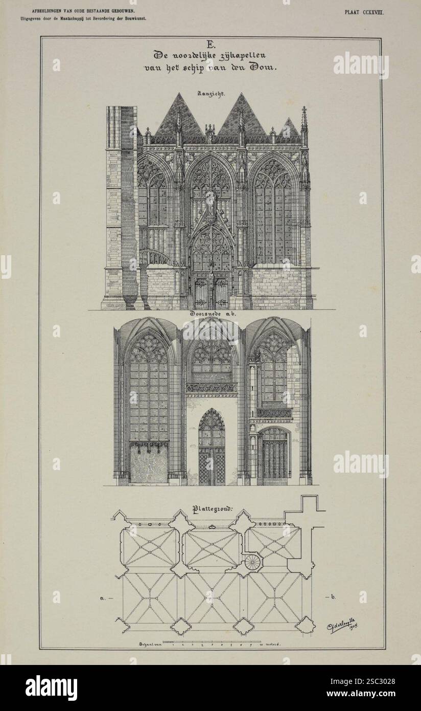 Afbeeldingen van het exterieur en interieur van de Domkerk te Utrecht ...