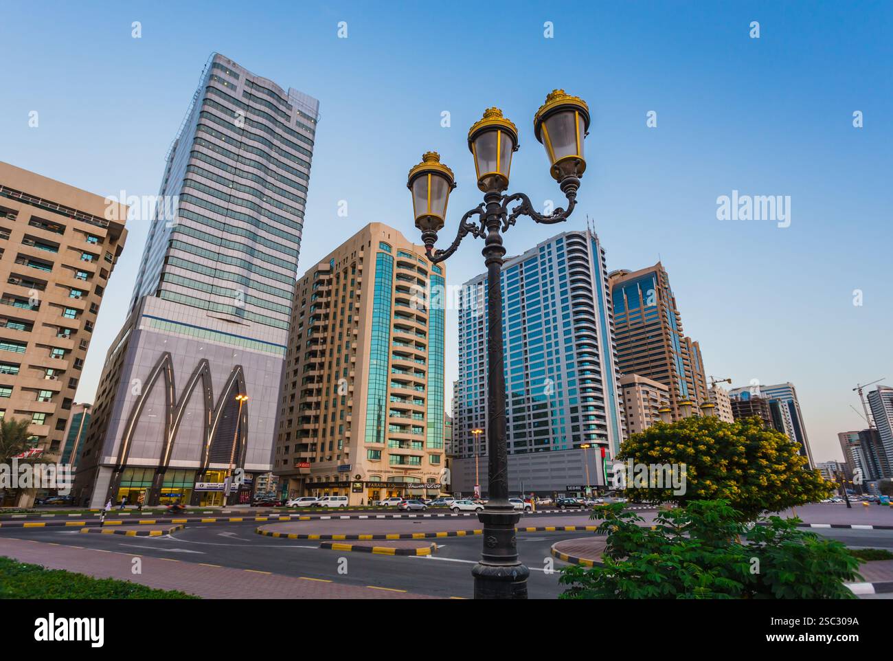 Skyscrapers in Sharjah city. Khalid Lagoon.UAE Stock Photo - Alamy