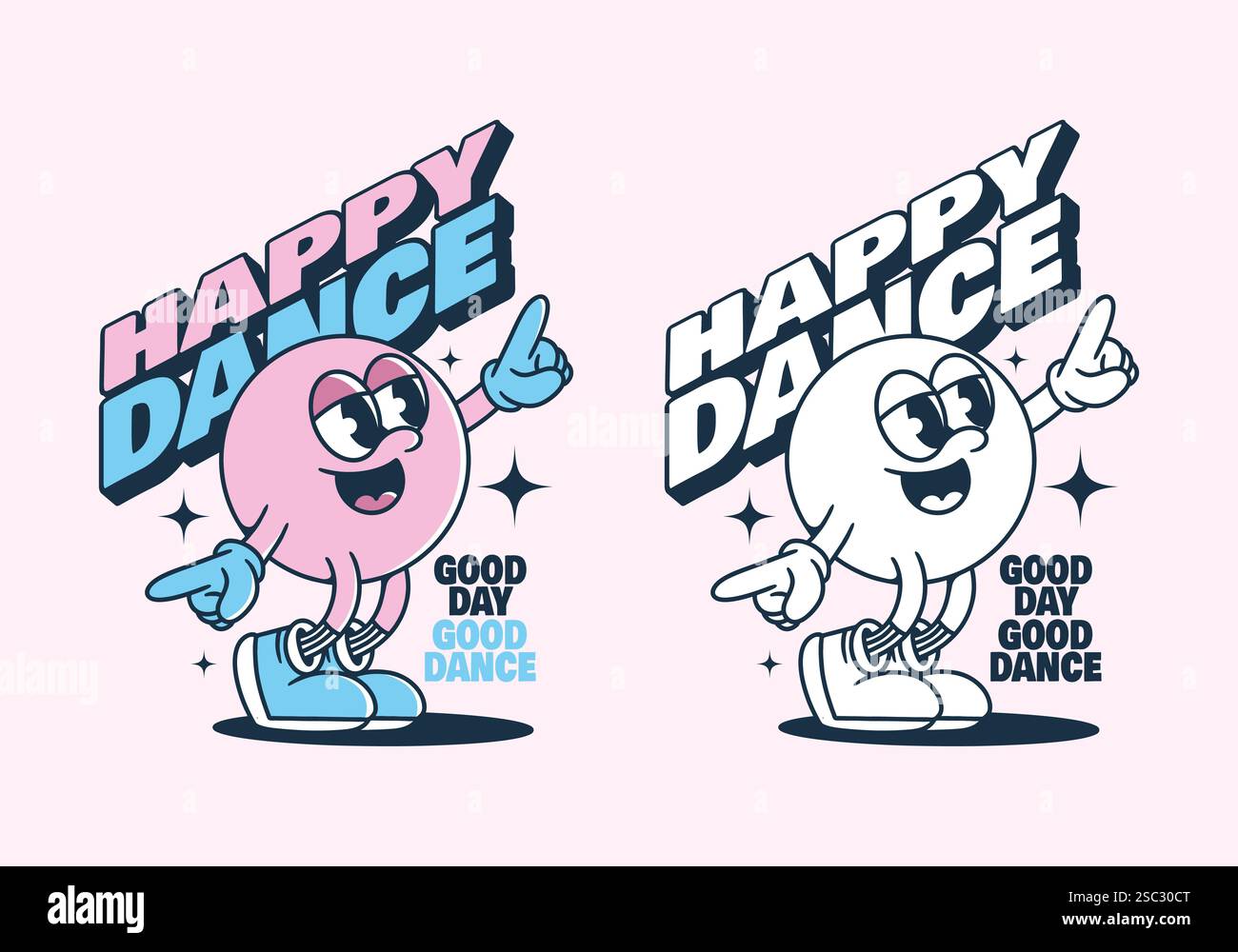Cute dancer mascot character in pink colors. in 2 color version Stock ...