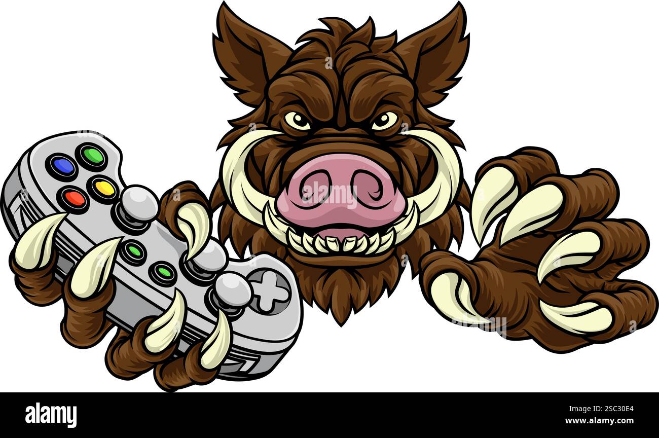 Boar Wild Hog Razorback Warthog Pig Gaming Mascot Stock Vector Image ...
