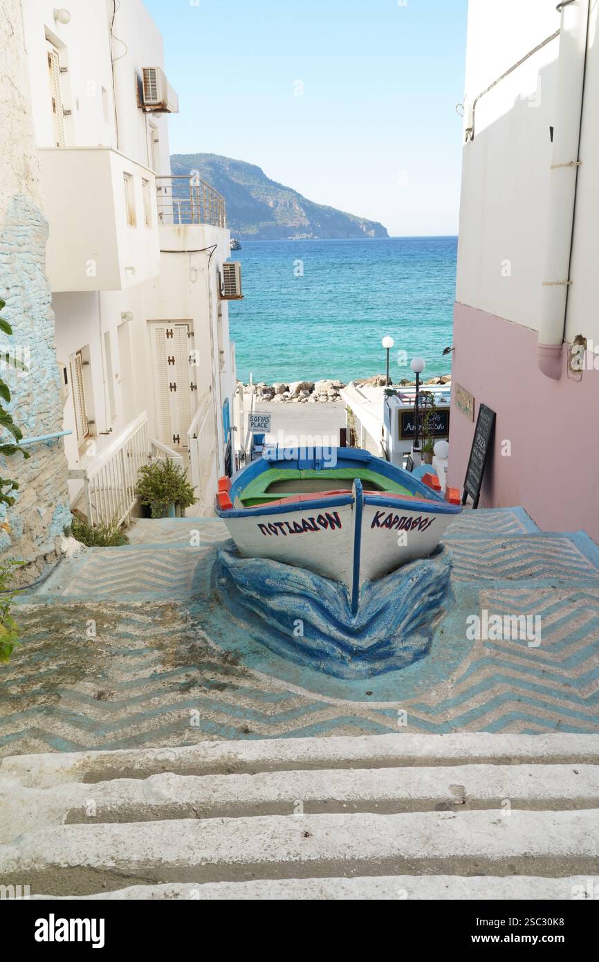 The Greek island of Karpathos surrounded by the Mediterranean Sea Stock ...