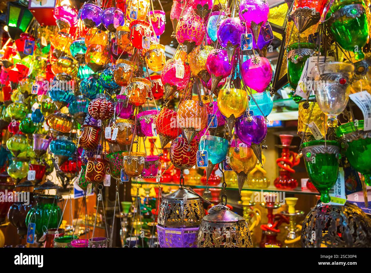 Arab street lanterns in the city of Dubai in the United Arab Emirates ...