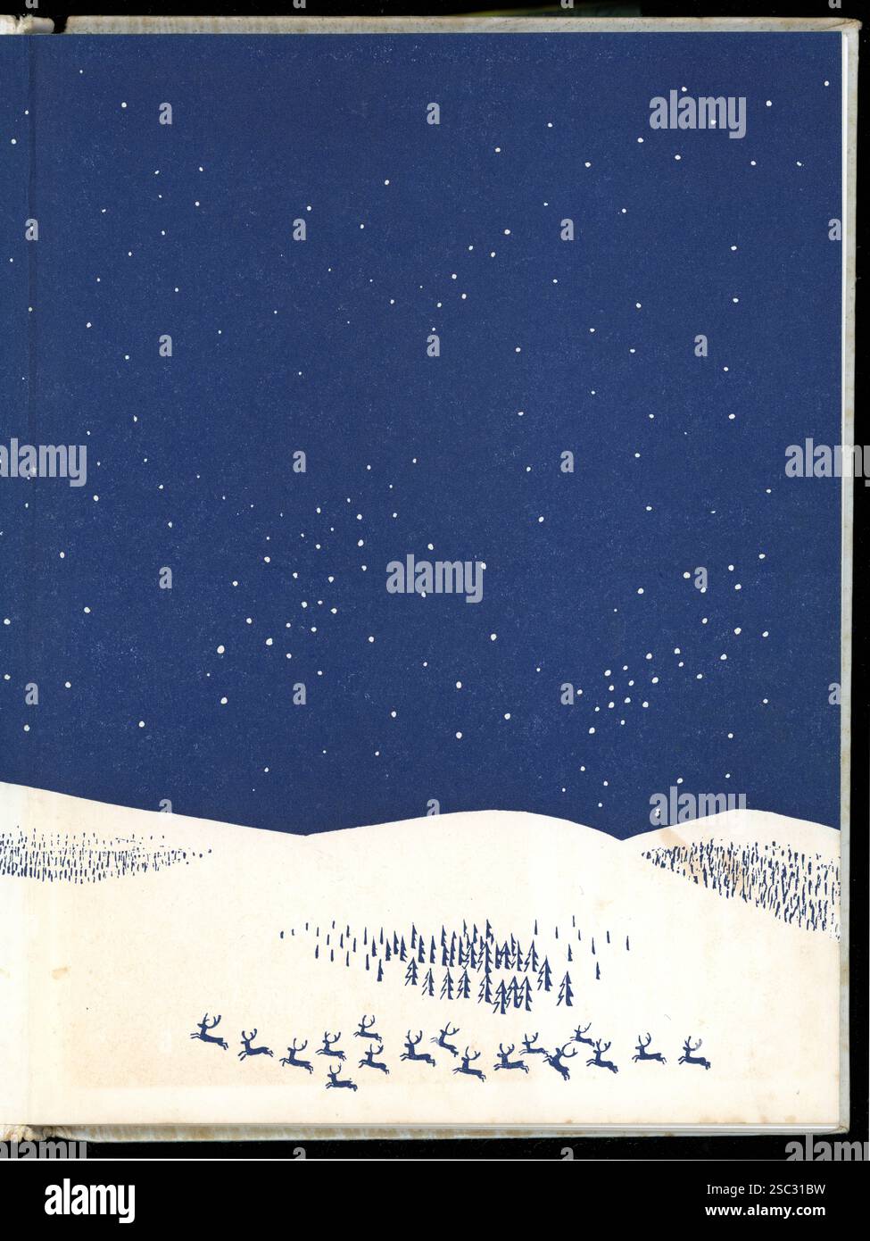 Vintage Hardback book illustrations of a winter scene, including ...