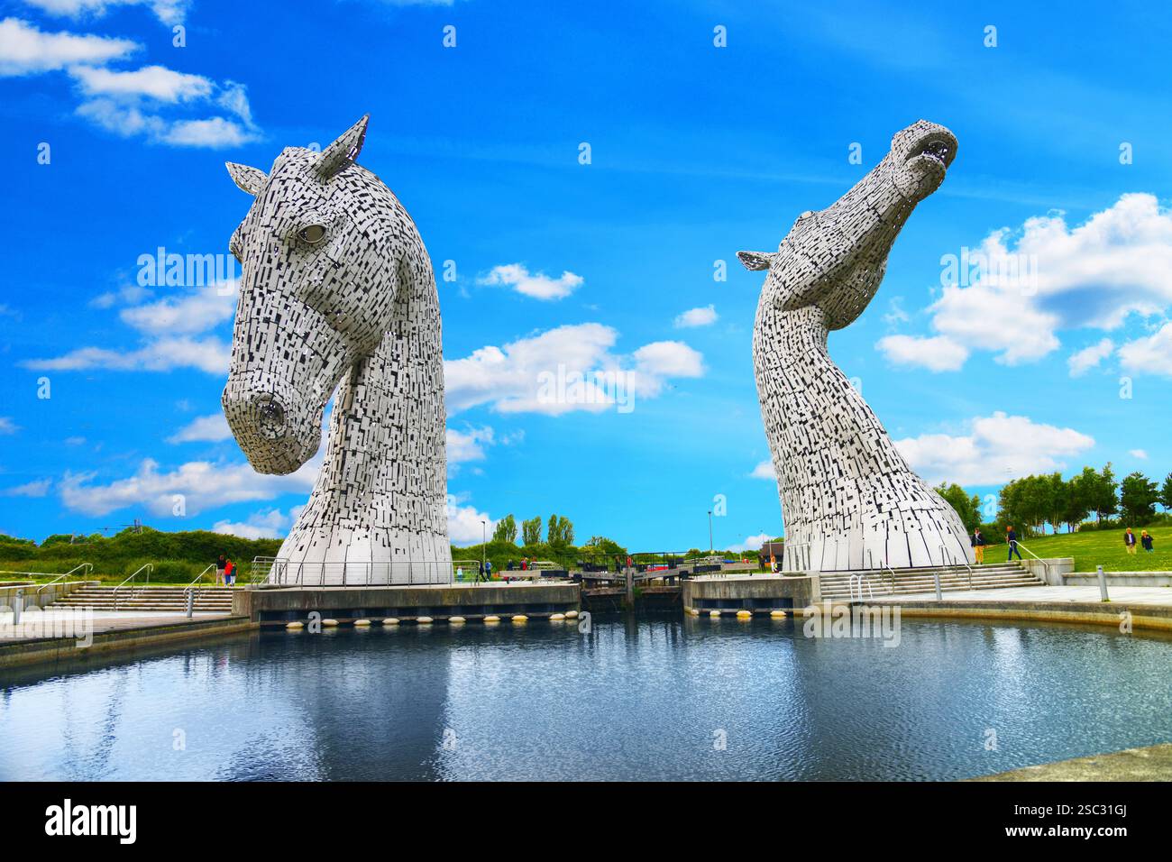 The Kelpies are a pair of monumental steel horse-heads between the ...