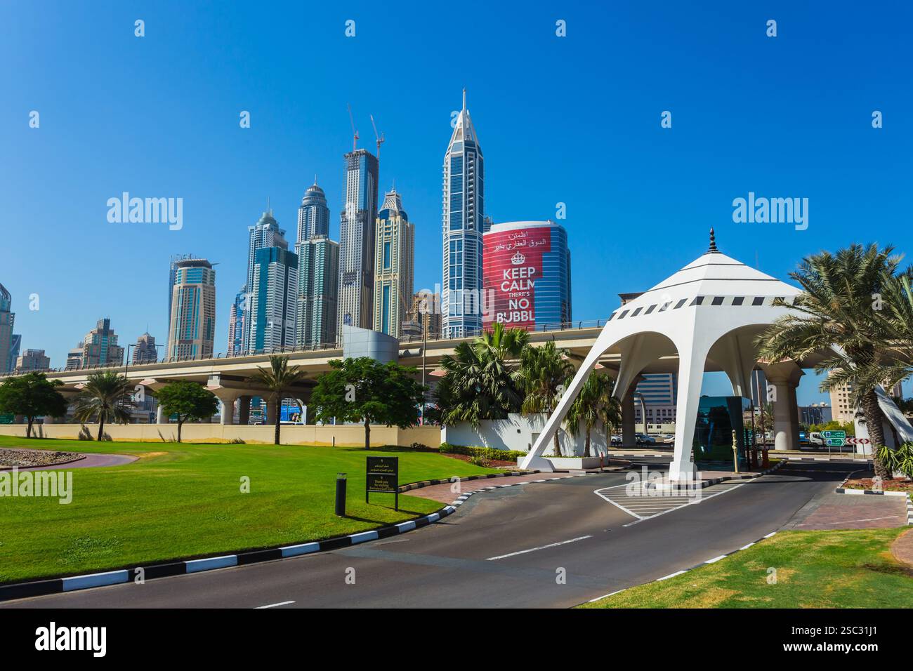 DUBAI, UAE - NOVEMBER 11: High rise buildings and streets nov 11. 2013 ...