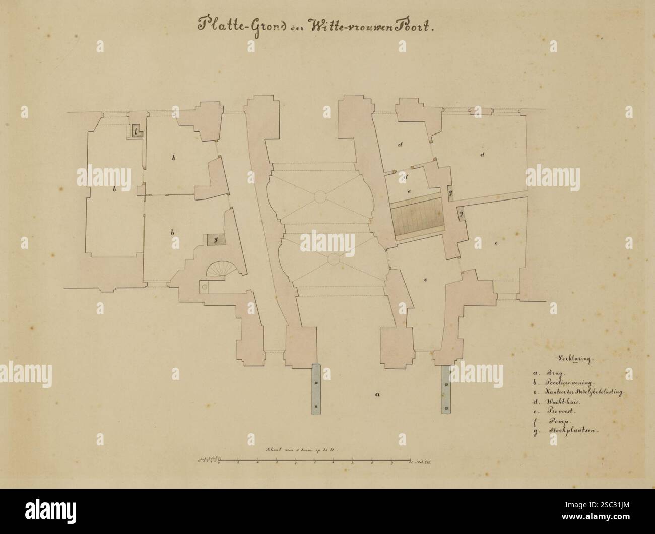 Plattegrond van de Wittevrouwenpoort te Utrecht met plattegrond van het ...
