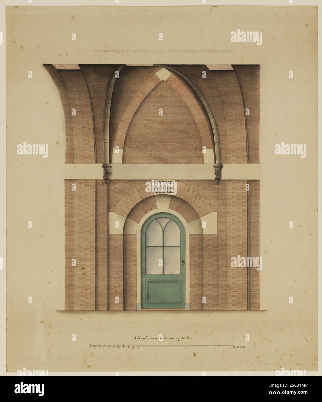 Opstand van de binnenzijde met gewelf van de Wittevrouwenpoort te ...