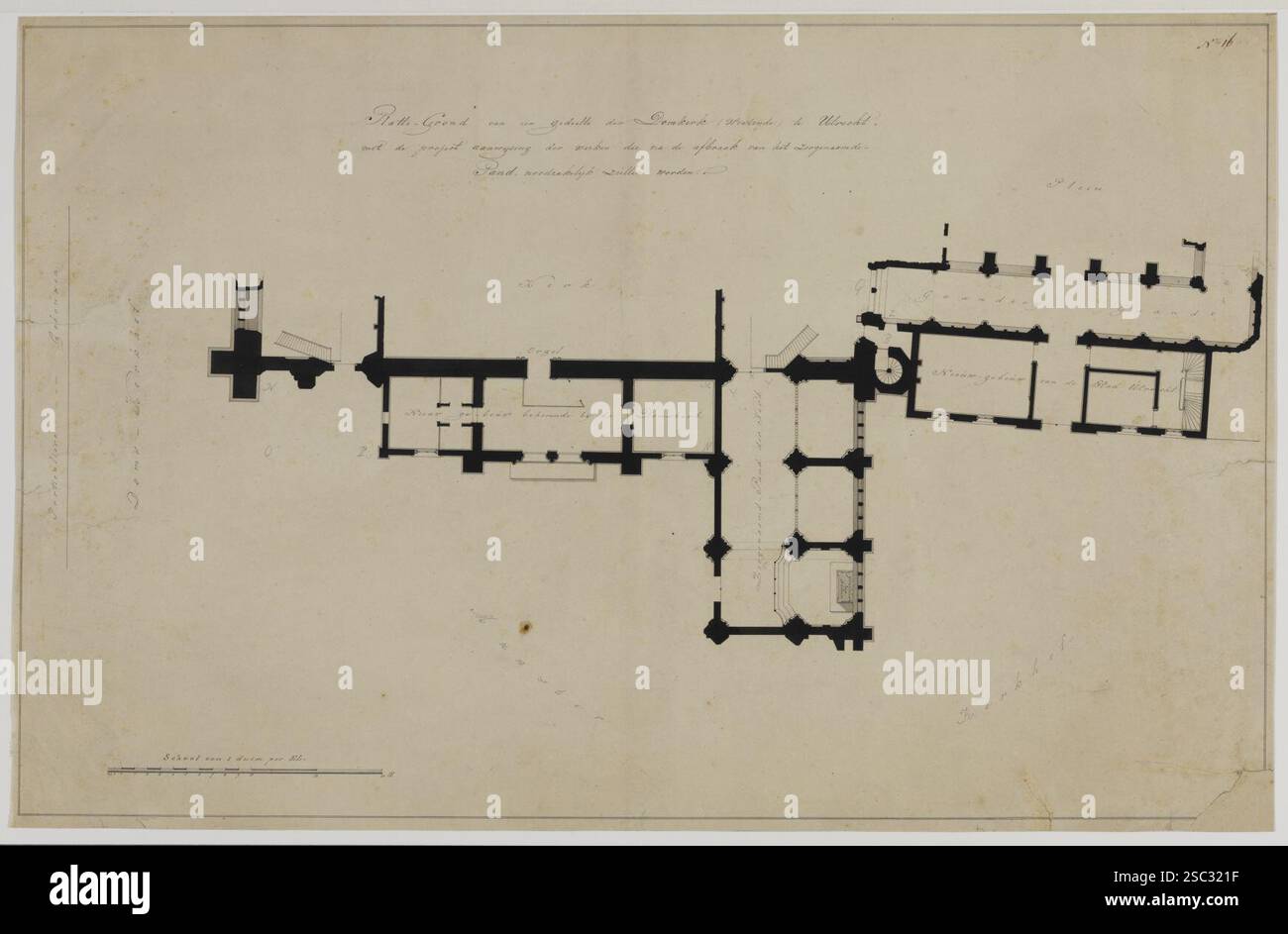 Plattegrond van de westgevel van de Domkerk te Utrecht met de drie ...