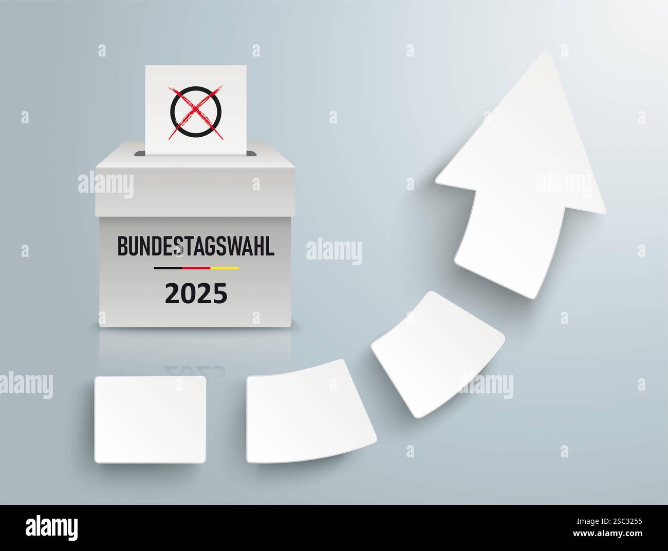 Growth Arrow Four Pieces Vote Box Bundestagswahl 2025 German Text ...