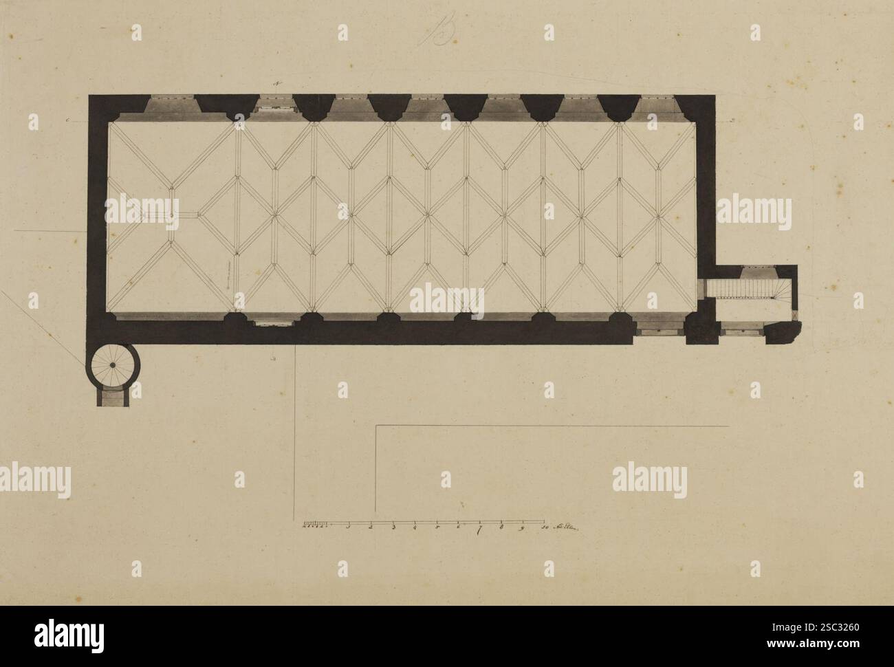 Plattegrond van de kapittelzaal met gewelf van het Groot Kapittelhuis ...
