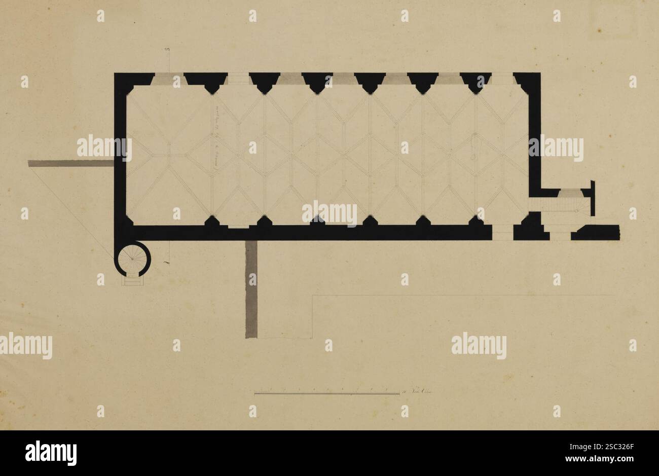 Plattegrond van de kapittelzaal met gewelf van het Groot Kapittelhuis ...