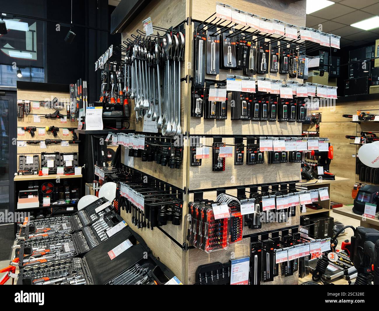 Kyiv, Ukraine - February 04, 2025: A neatly arranged selection of tools ...