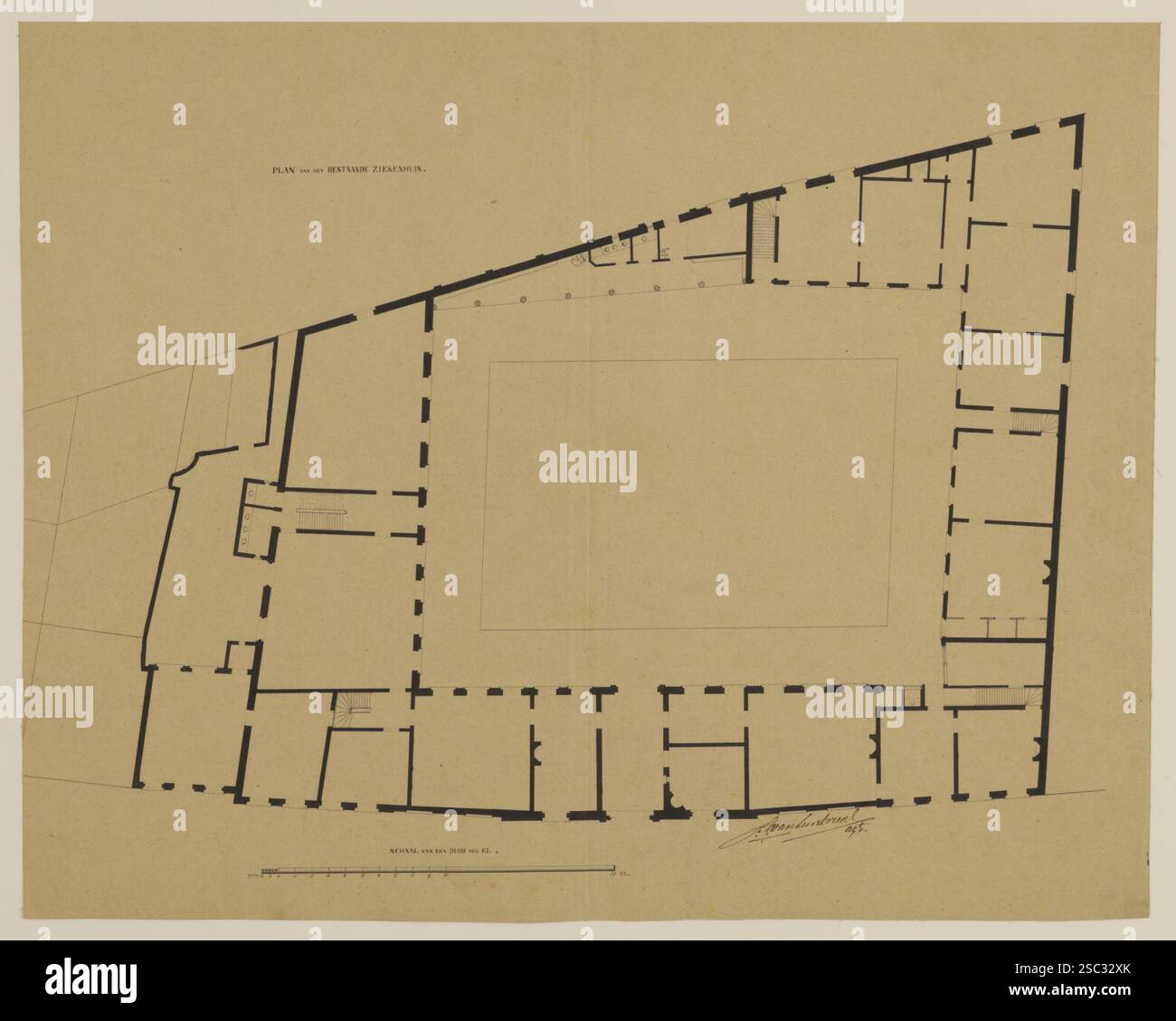 Plattegrond van het ziekenhuis Apostelgasthuis aan het Lucasbolwerk te ...