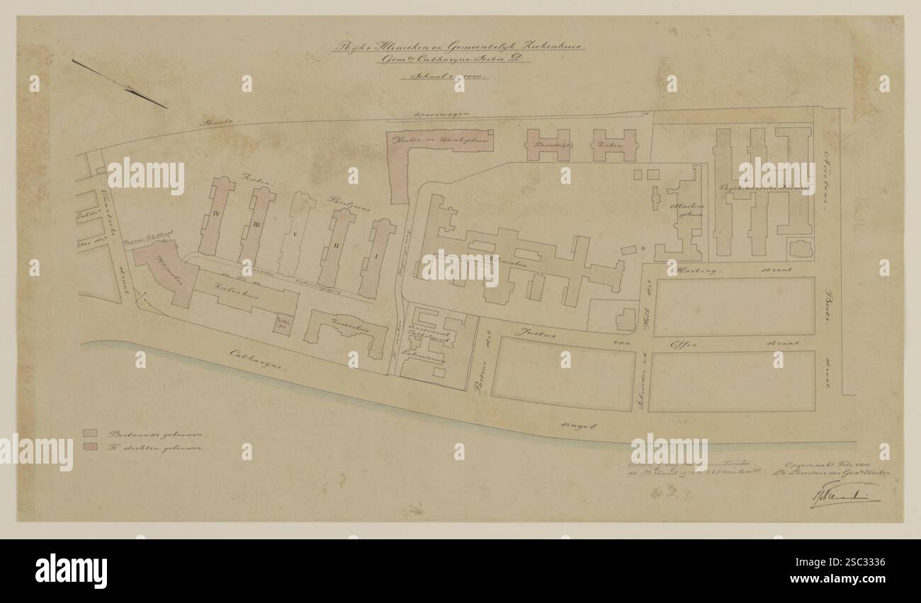 Plattegrond van het terrein van het Stads en Academisch Ziekenhuis met ...